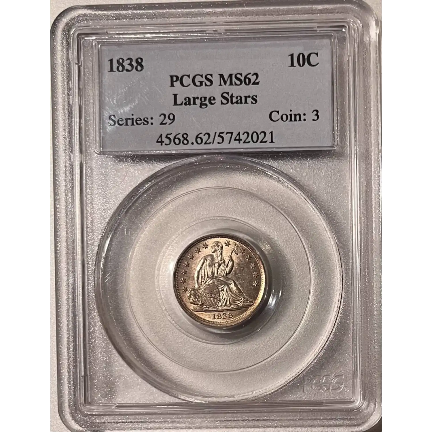 1838 Liberty Seated Dime PCGS MS-62 Large Stars - JMS Coins